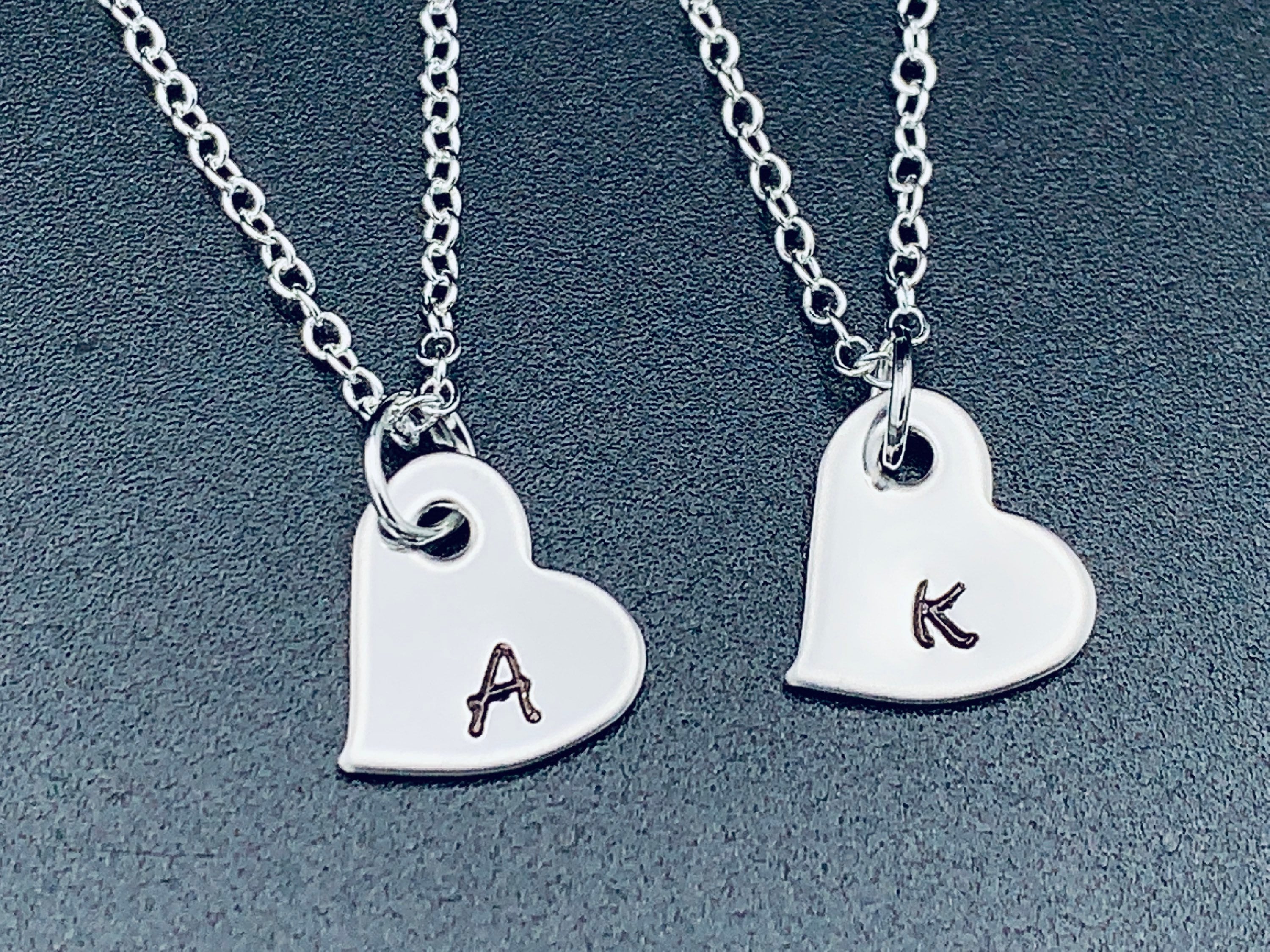 2 Best Friend necklaces initial heart necklace sister | Etsy