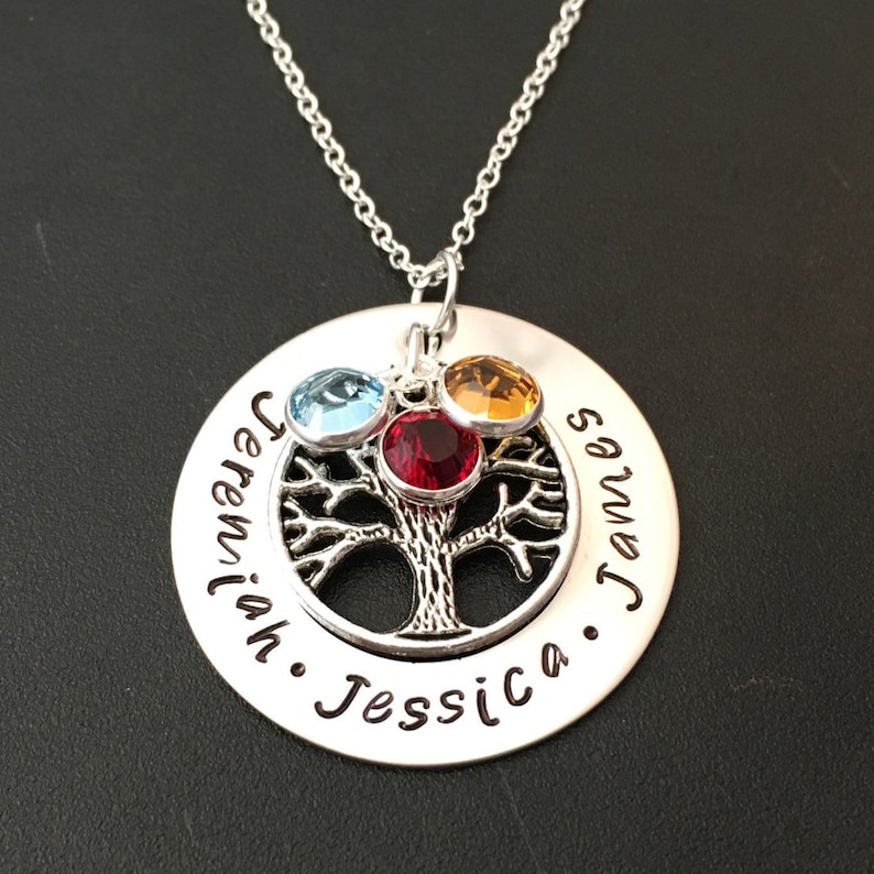 Hand Stamped Jewelry-Personalized Mother's Necklace-Tree | Etsy