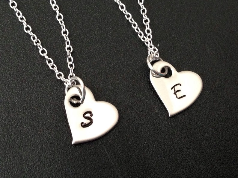 2 Best Friend necklaces initial heart necklace sister | Etsy