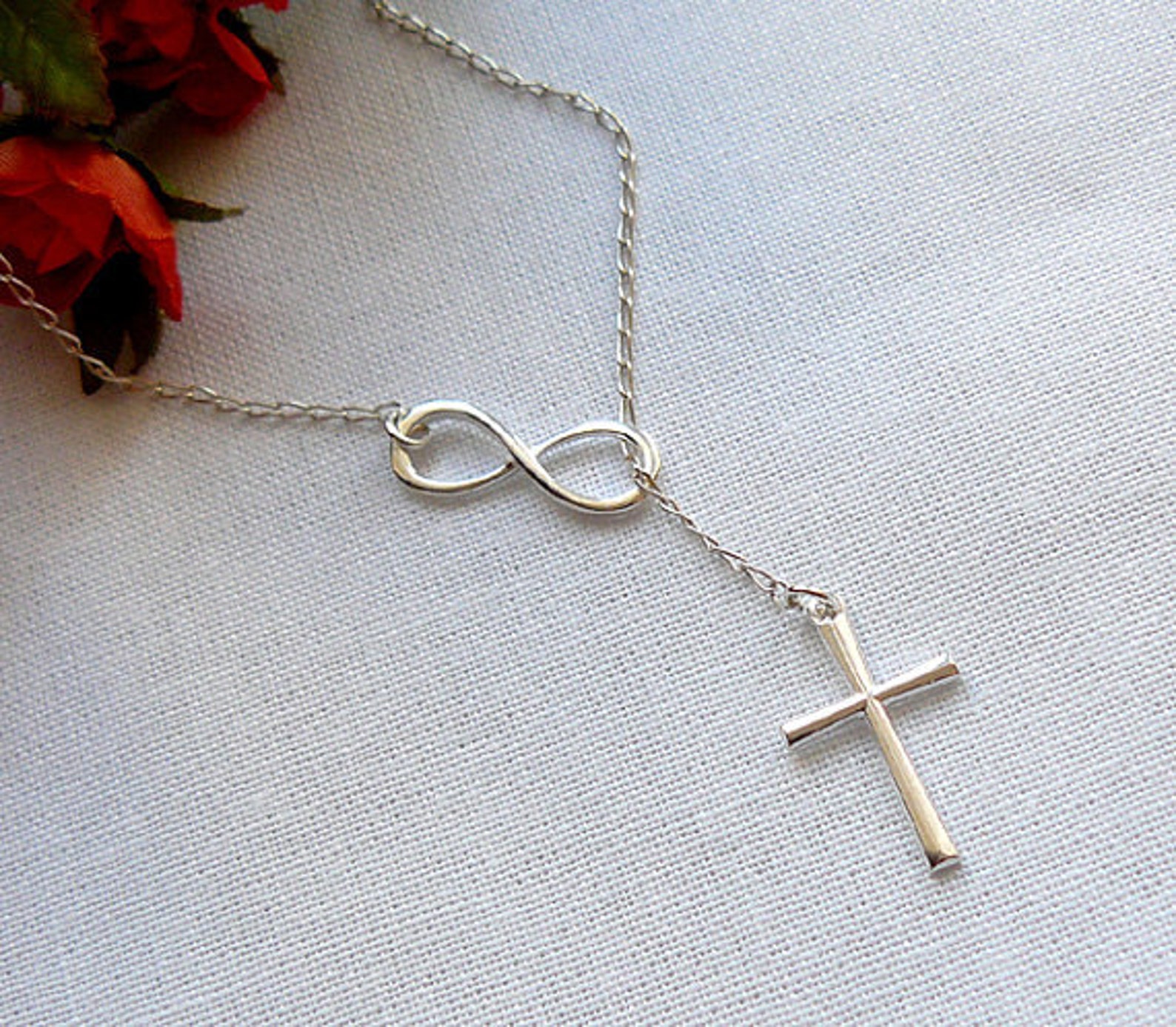 Beautiful Cross and Infinity Necklace - Infinity Cross Lariat - Faith ...