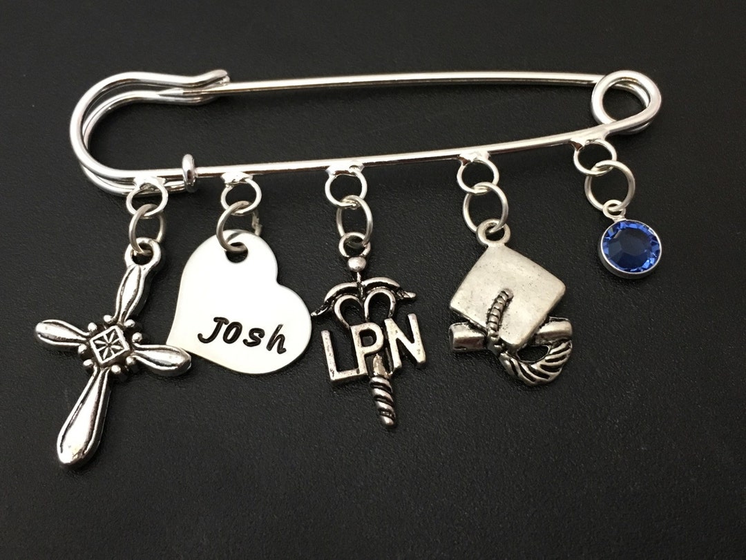 Silver Plated Personalized Pin for RN , LPN or Caduceus / Pinning ...