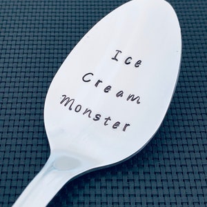 CUSTOM Ice Cream Monster Spoon-hand Stamped Spoon -personalized Spoon ...
