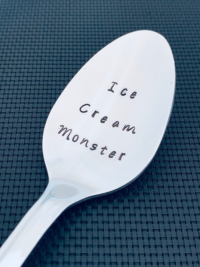 CUSTOM Ice Cream Monster Spoon-hand Stamped Spoon | Etsy