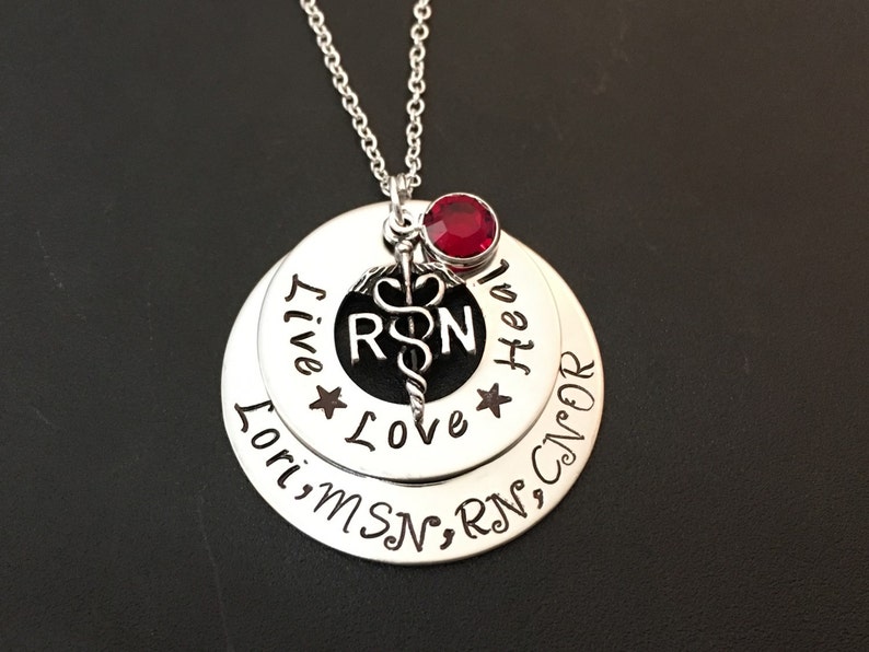 Hand Stamped Jewelry / RN Necklace /LPN / Caduceus / Nursing - Etsy
