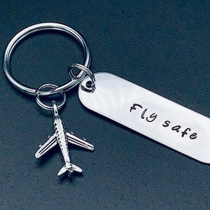 Hand Stamped Fly Safe Keychain/ Gift for Him-gift for Her ...