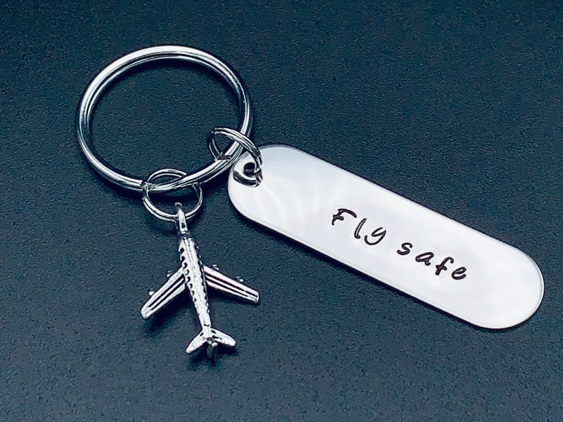 Hand Stamped Fly Safe Keychain/ Gift for Him-gift for Her / - Etsy