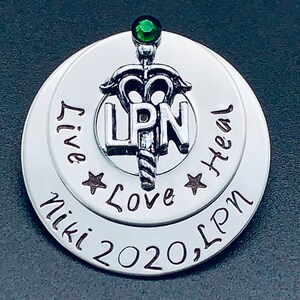 Hand Stamped Pin for LPN/LPN or Cadeceus / Nurses / Nursing Student ...