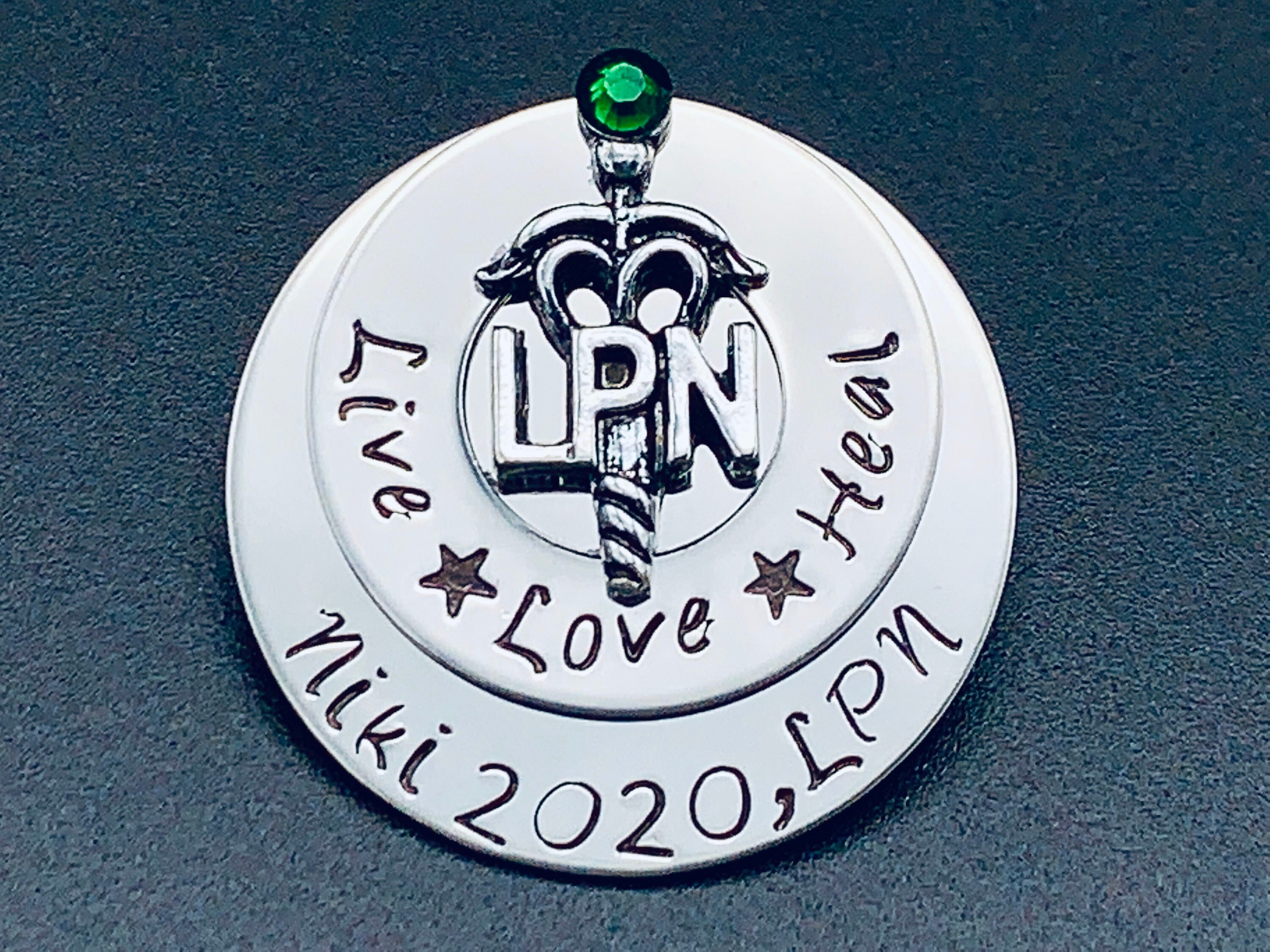 Hand Stamped Pin for LPN/LPN or Cadeceus / Nurses / Nursing | Etsy
