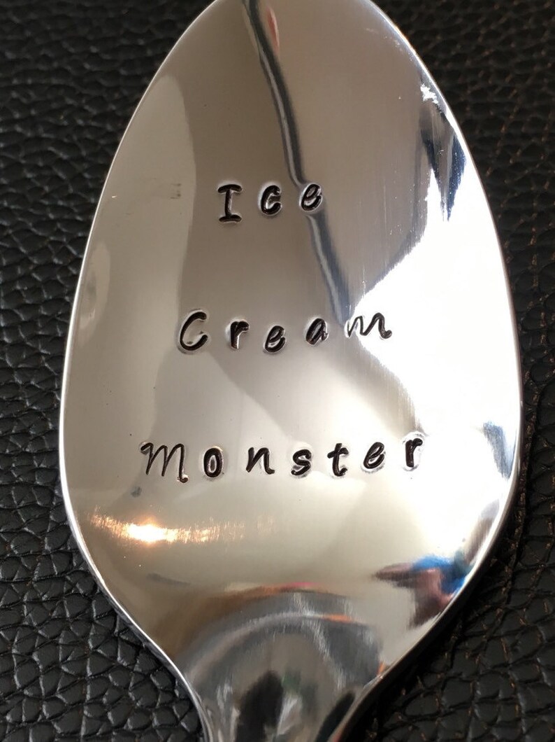 CUSTOM Ice Cream Monster Spoon-hand Stamped Spoon | Etsy