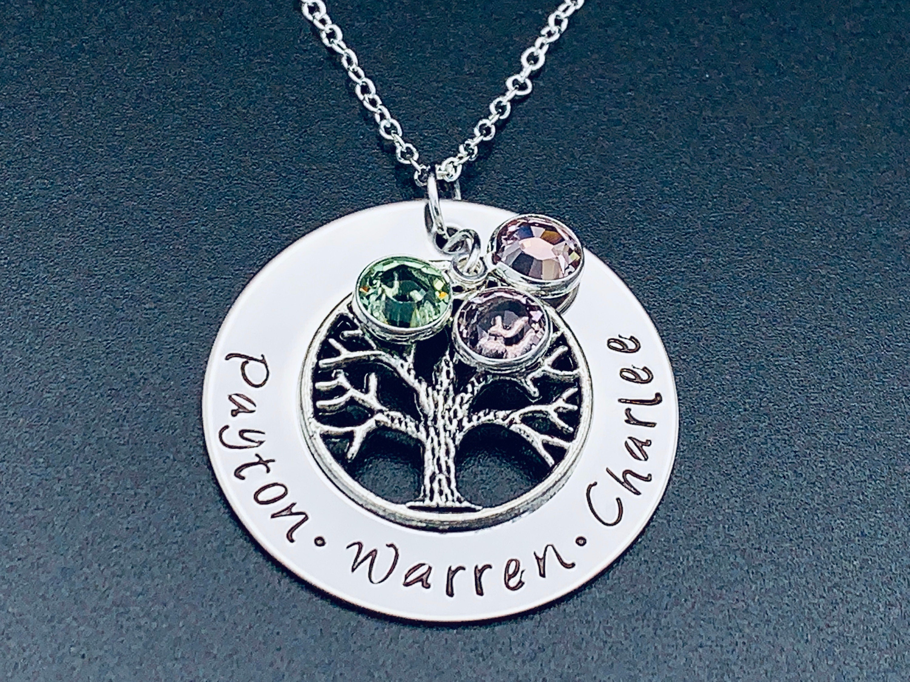 Hand Stamped Jewelry-Personalized Mother's Necklace-Tree | Etsy