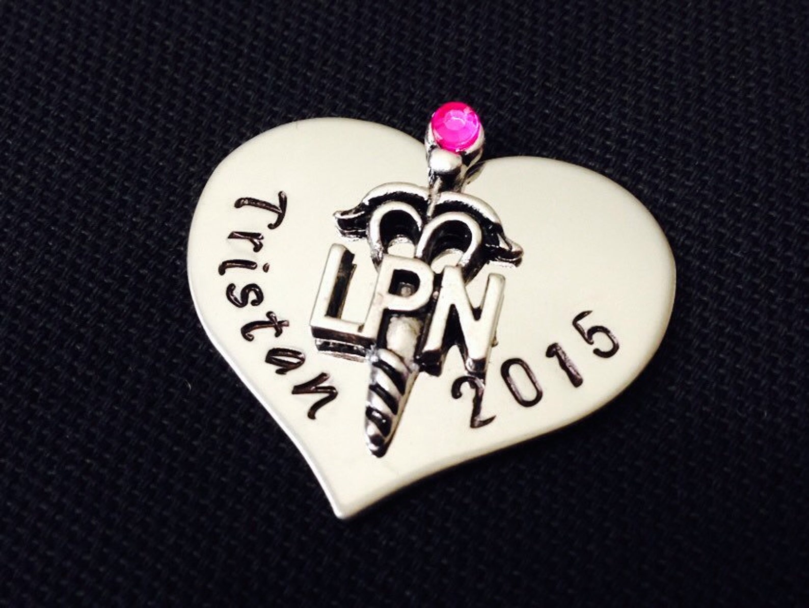 Hand Stamped Pin for RN LPN or Cadeceus / Nurses / Nursing - Etsy