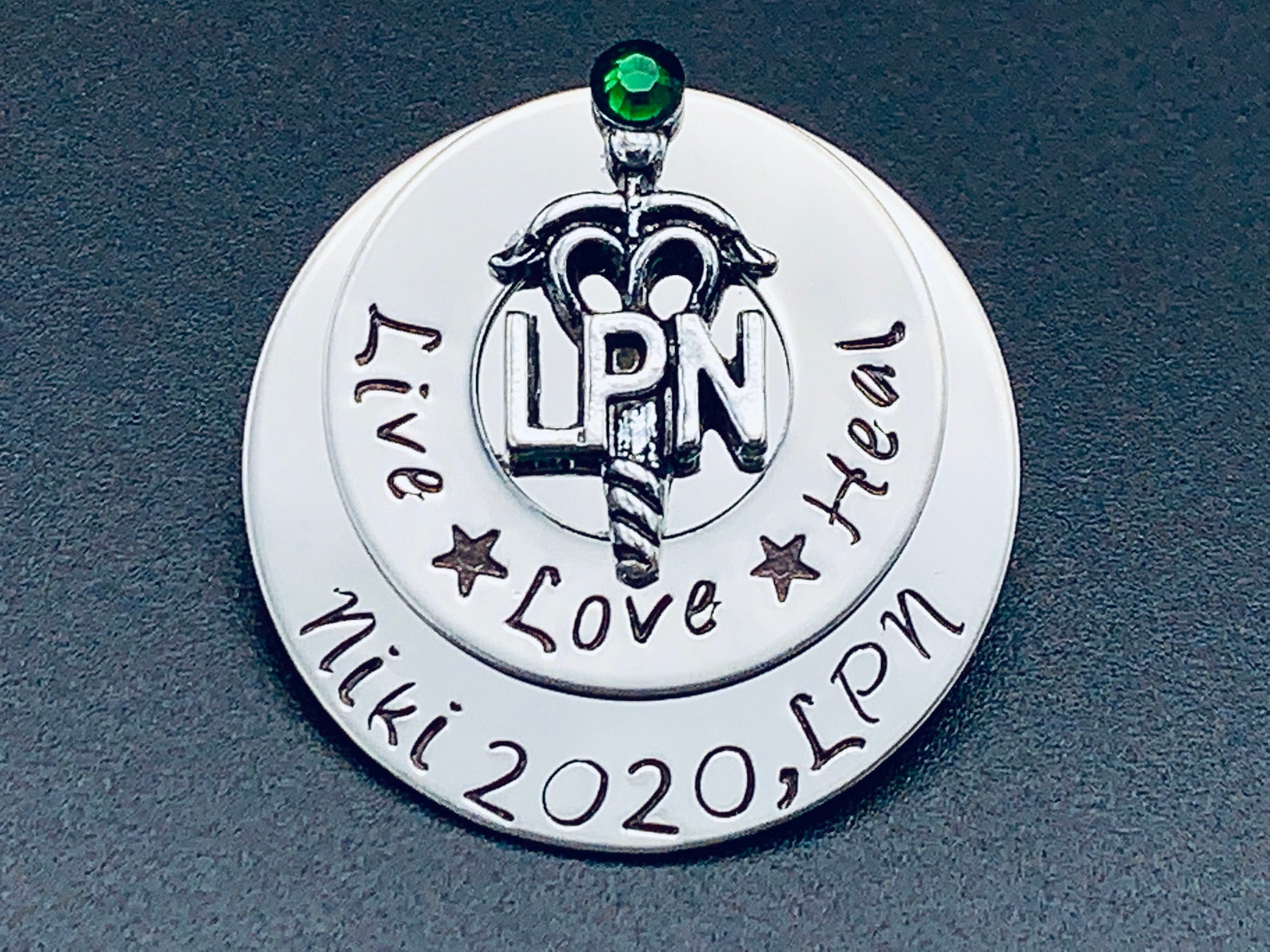 Hand Stamped Pin for LPN/LPN or Cadeceus / Nurses / Nursing - Etsy