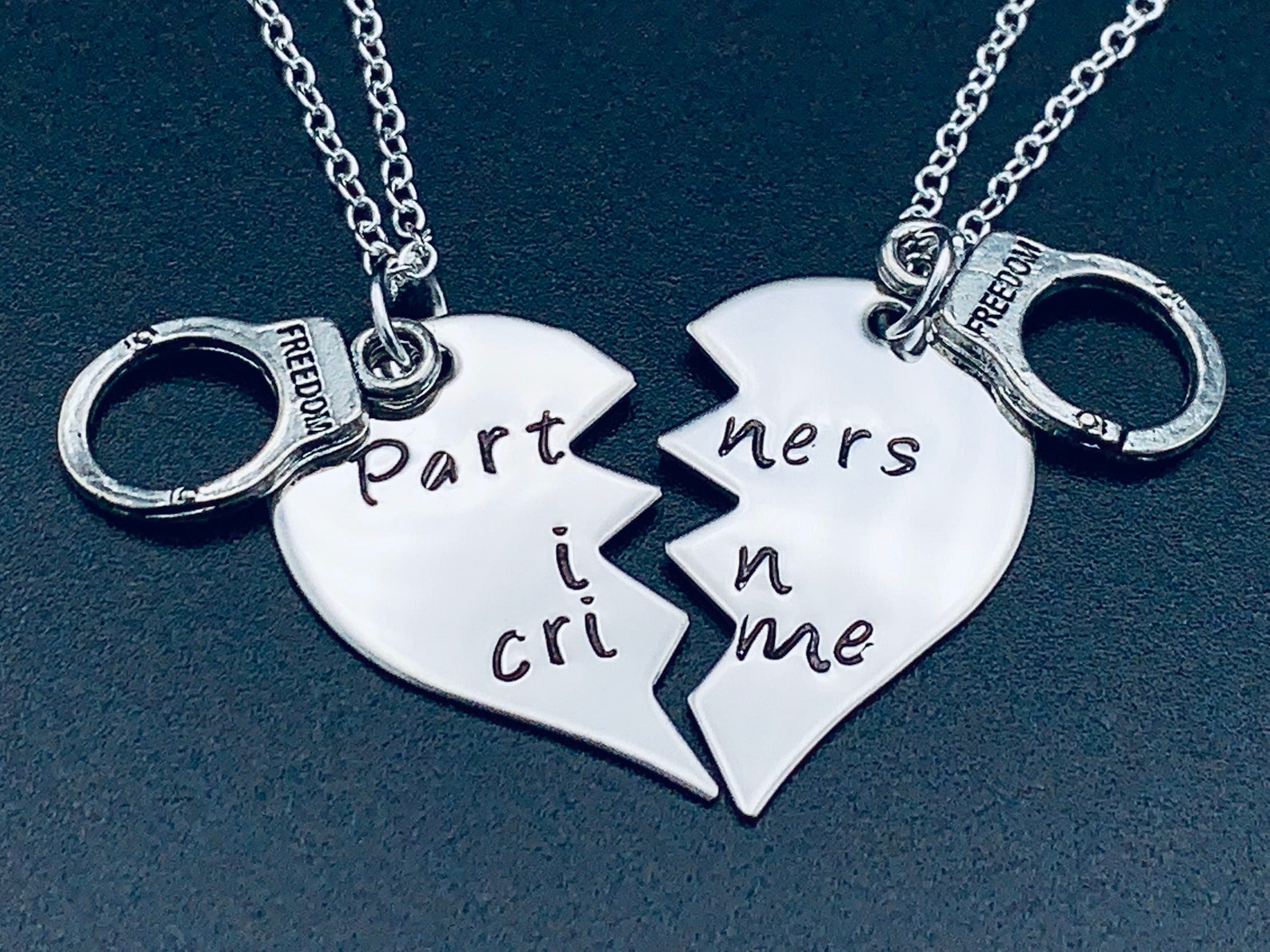 Partners in Crime Necklace - Hand Stamped Necklace - Matching Best ...