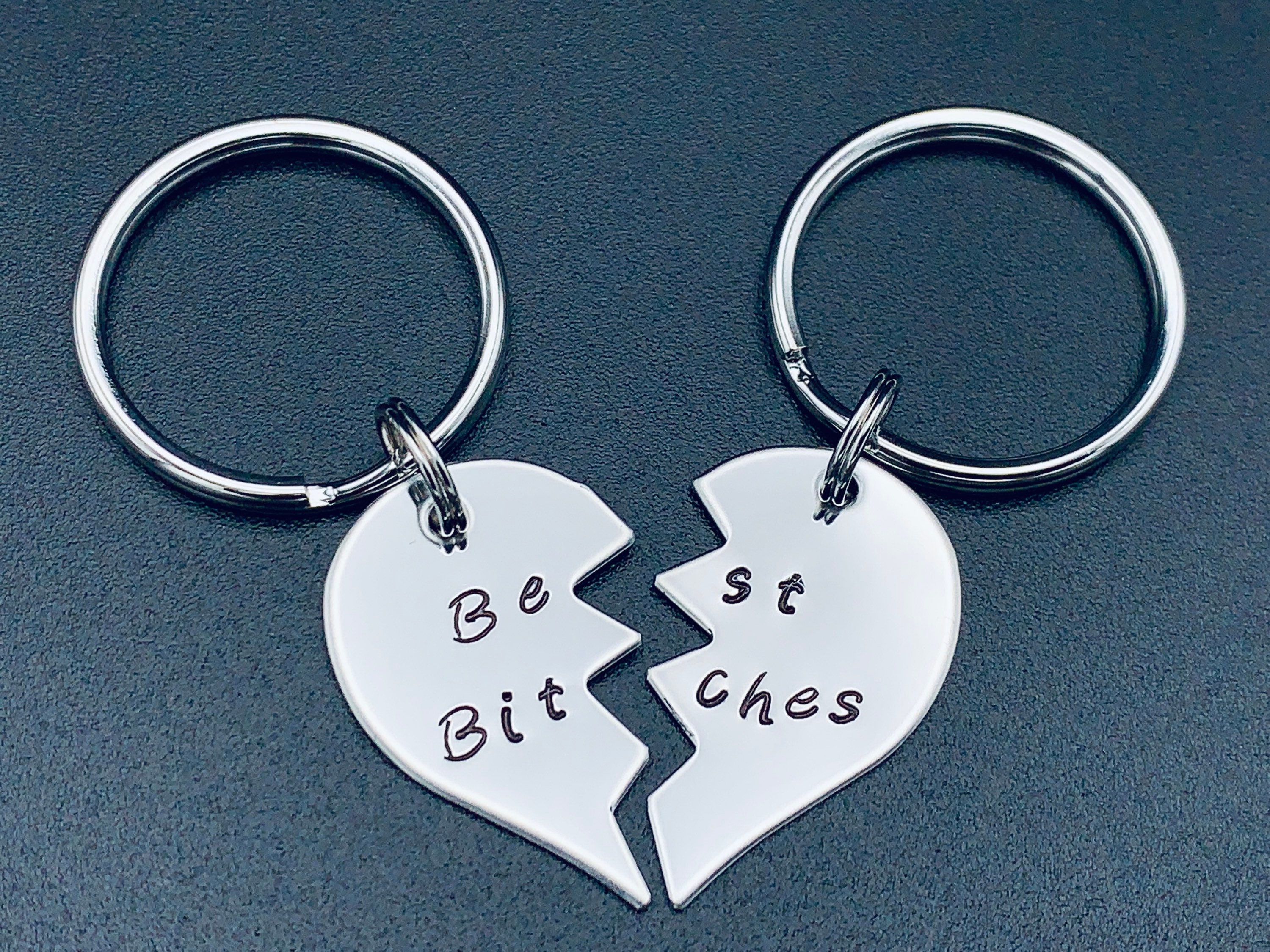 Best B&tches Hand Stamped Key Chains Matching Best Friends | Etsy