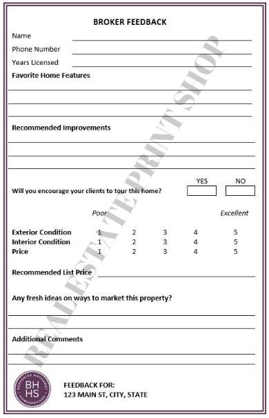 Broker's Open Feedback Form- Berkshire Hathaway Branded, Agent Feedback ...