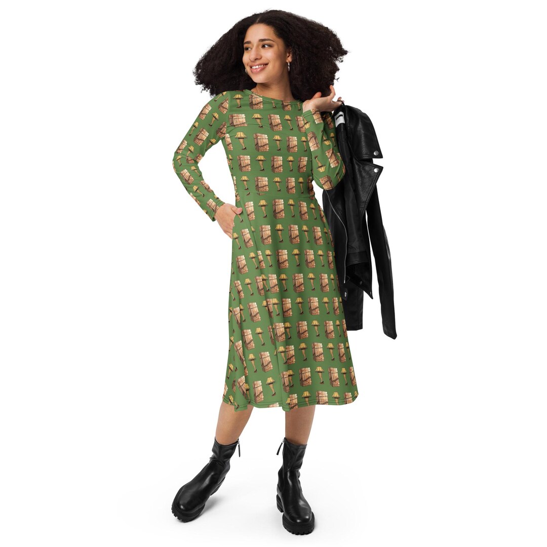 Leg Lamp Fragile Christmas Story Themed All-over Print Long Sleeve Midi ...