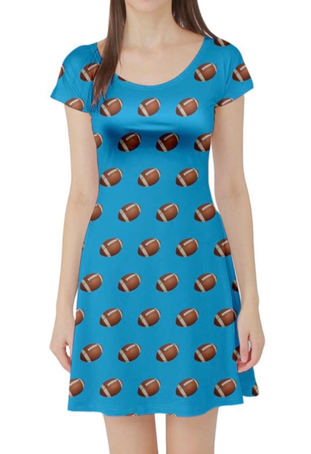 Football Print Short Sleeve Dress in Carolina Blue - Etsy