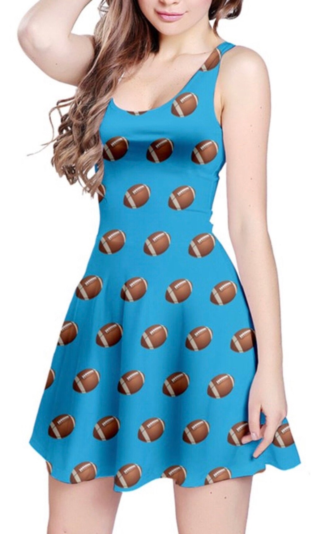 Football Print Dress In Carolina Blue - Etsy.de