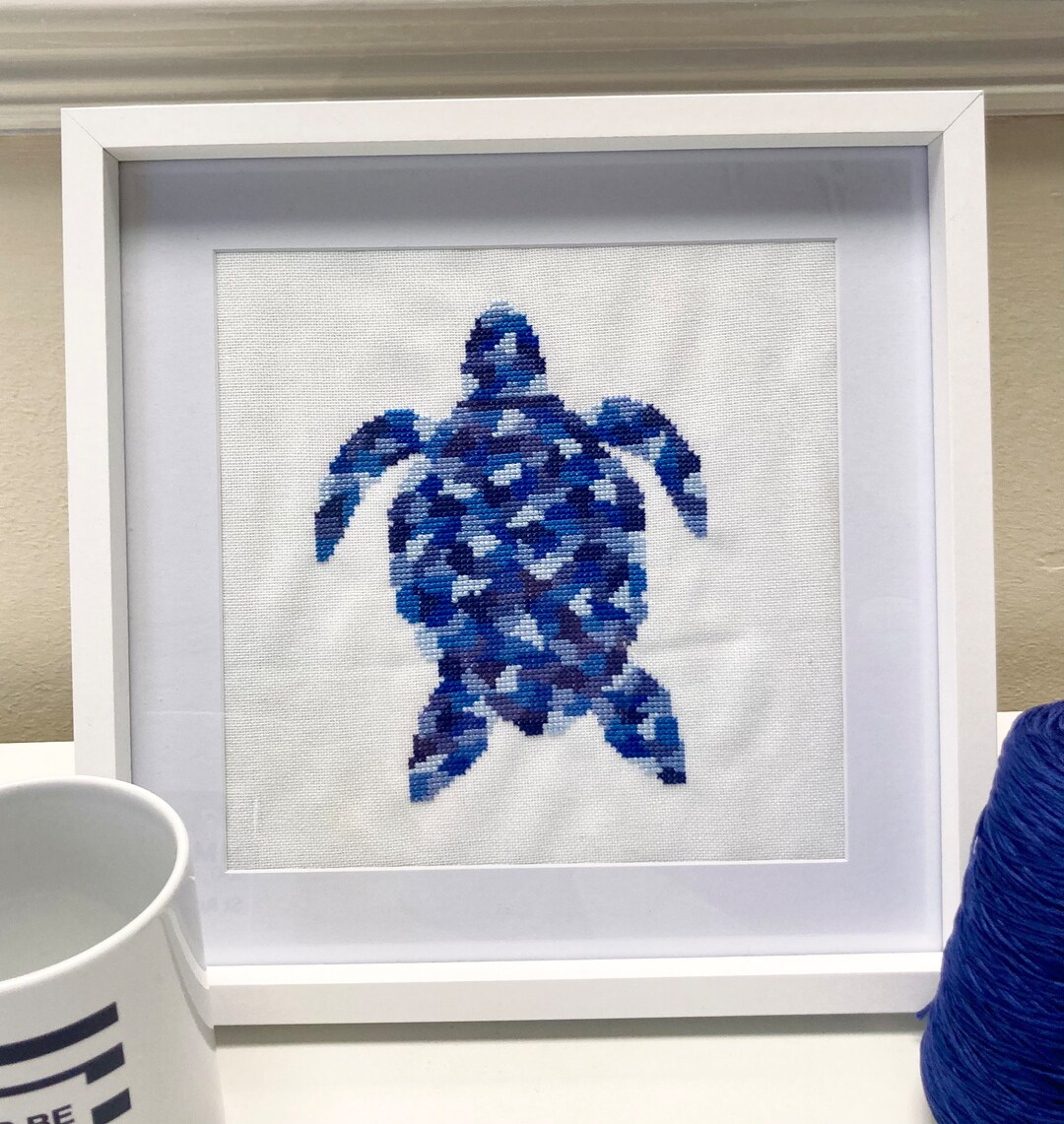Blue Abstract Turtle – Art Cross Stitch Kit – Modern Counted Cross ...