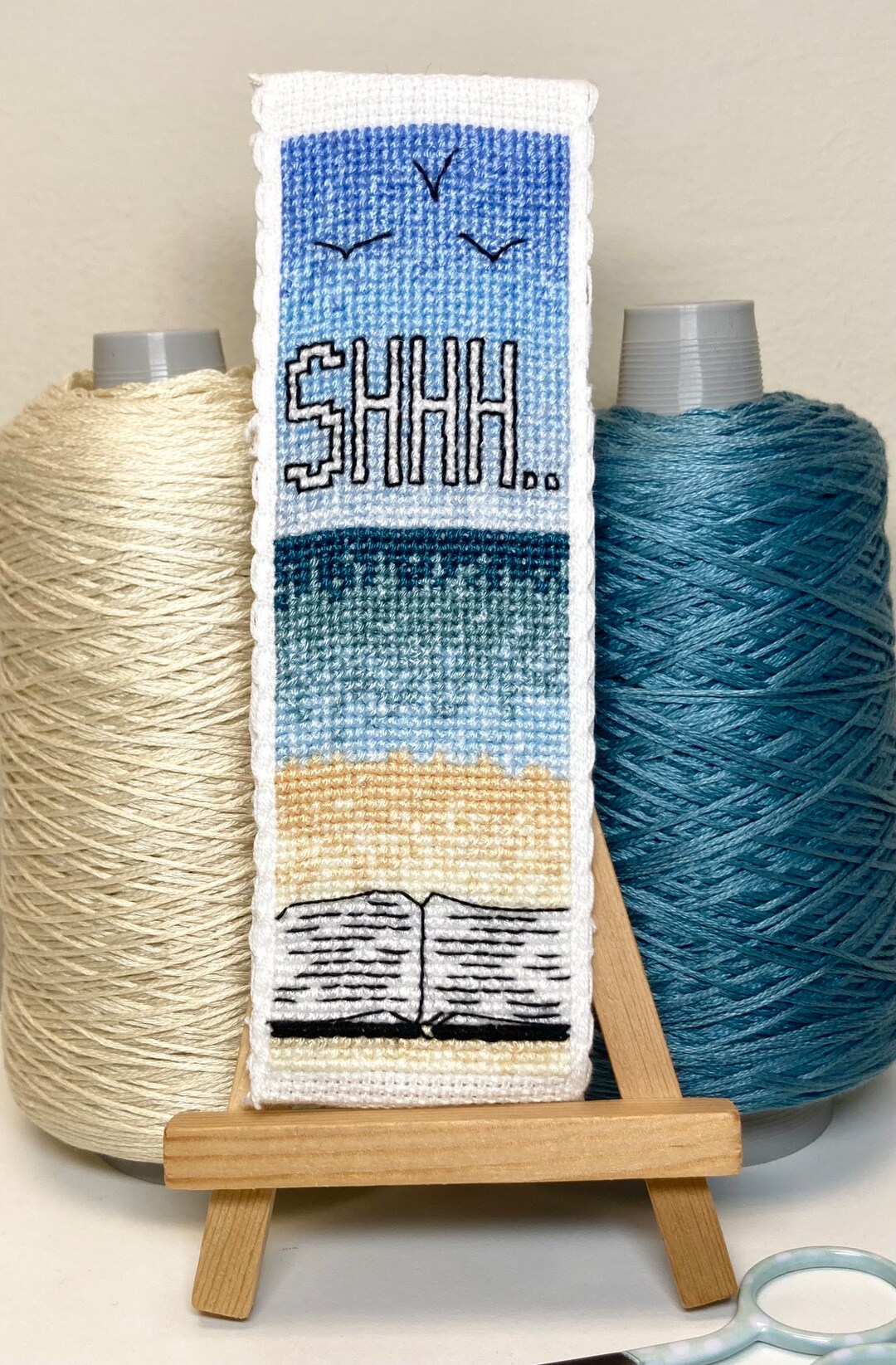 Shhh Bookmark Art Cross Stitch Kit - Beach Cross Stitch Bookmark Kit - Etsy