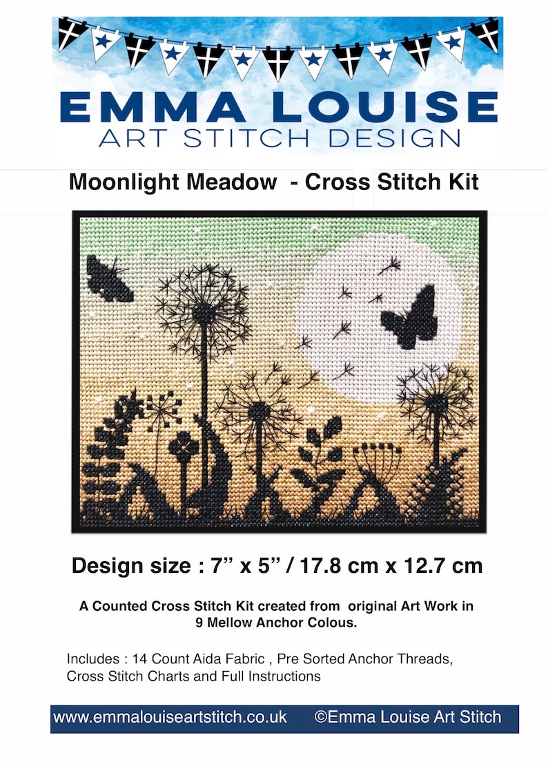 Moonlight Meadow Art Cross Stitch Kit Counted Cross Stitch - Etsy UK