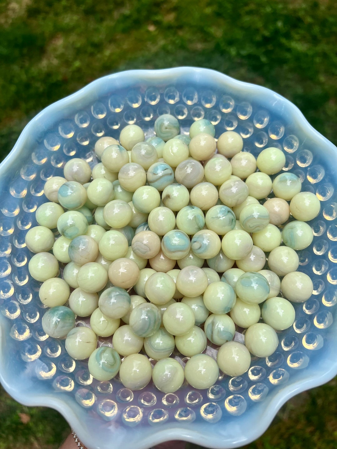 5 Uranium Marbles / UV Reactive Marbles / Vintage Glow Glass/ Vintage ...