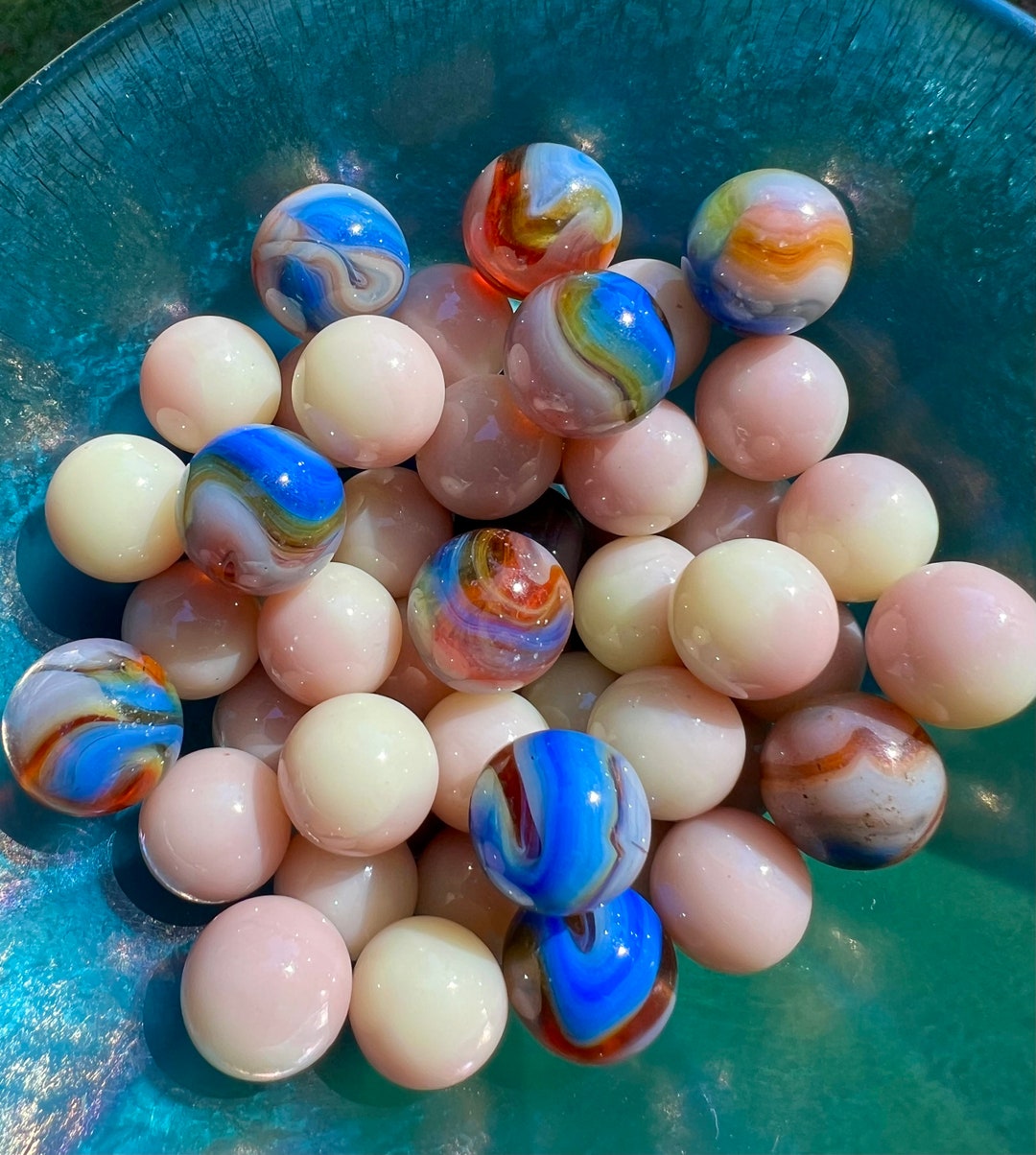 5 Uranium Marbles / Glow Glass / Vintage Vaseline Glass /burmese ...