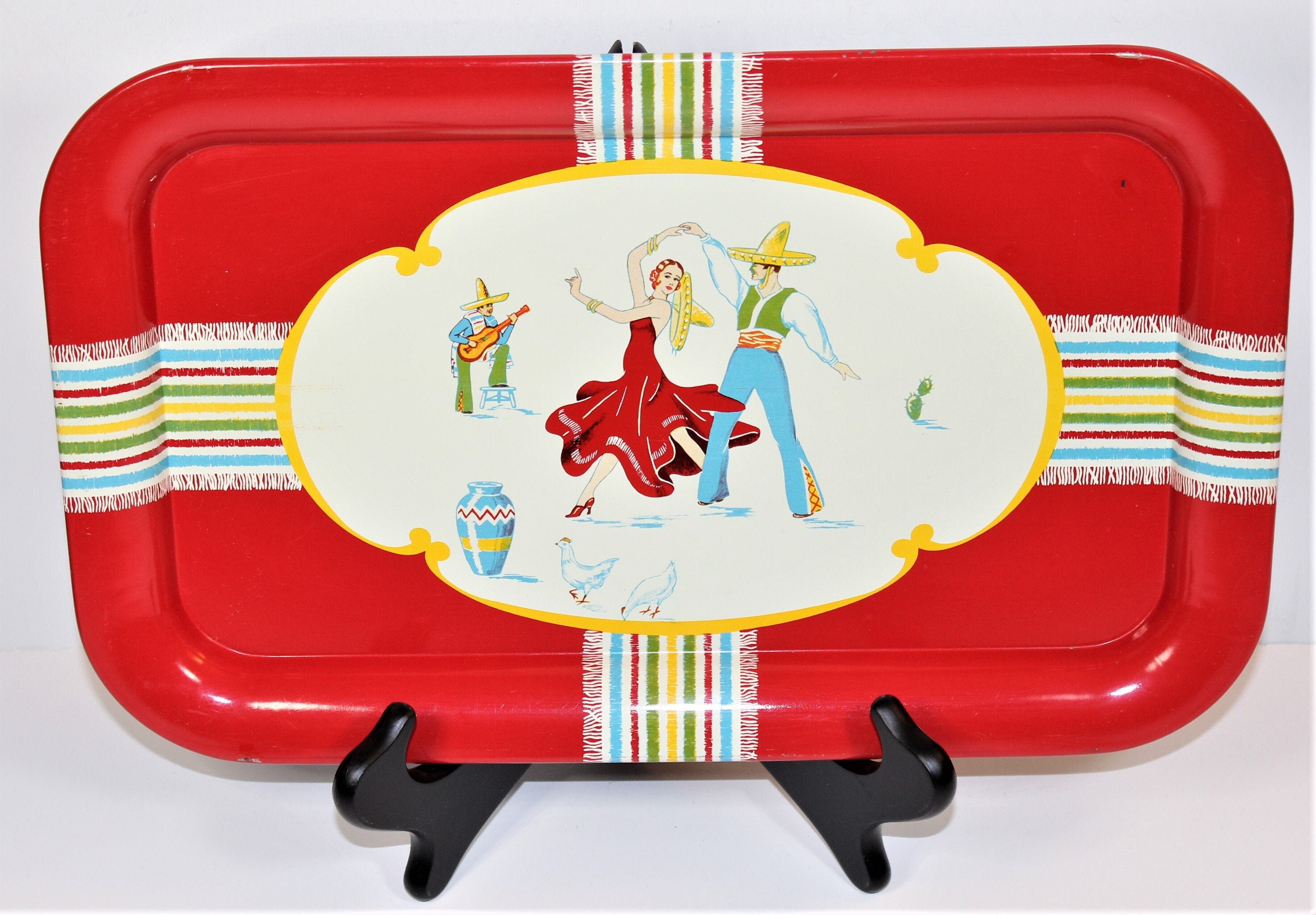 Set of 10 Vintage Enamel Salsa Dance Tin Platter Tray - Etsy