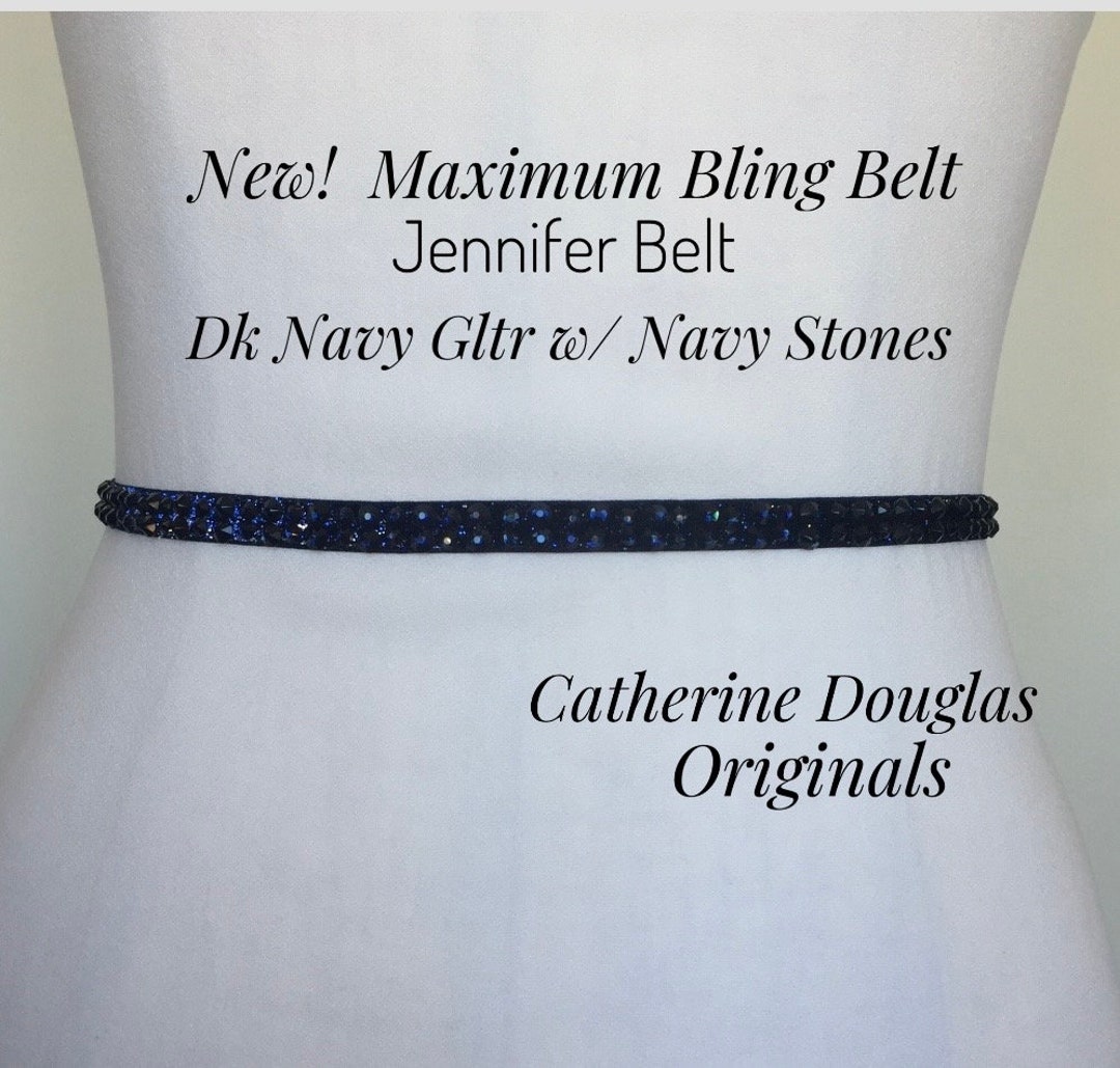 Navy Blue Rhinestone Belt,3/8 Dark Navy Rhinestone Stretch Glitter Belt ...