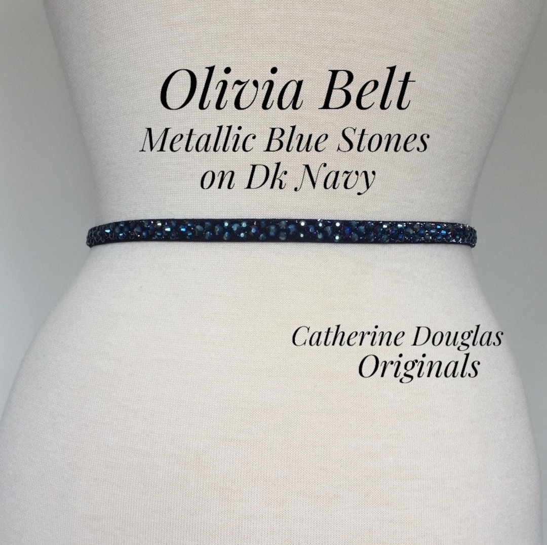 Navy Metallic Blue Rhinestone Belt, 3/8” Navy Rhinestone Stretch ...