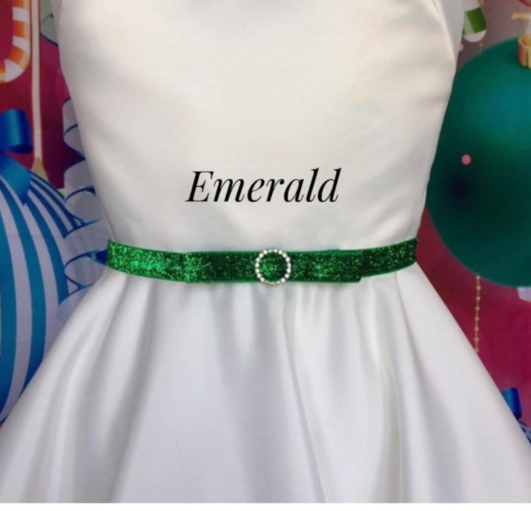 Green Bow Belt, 5/8” Holiday or Wedding Accessory,rhinestone Stretch ...