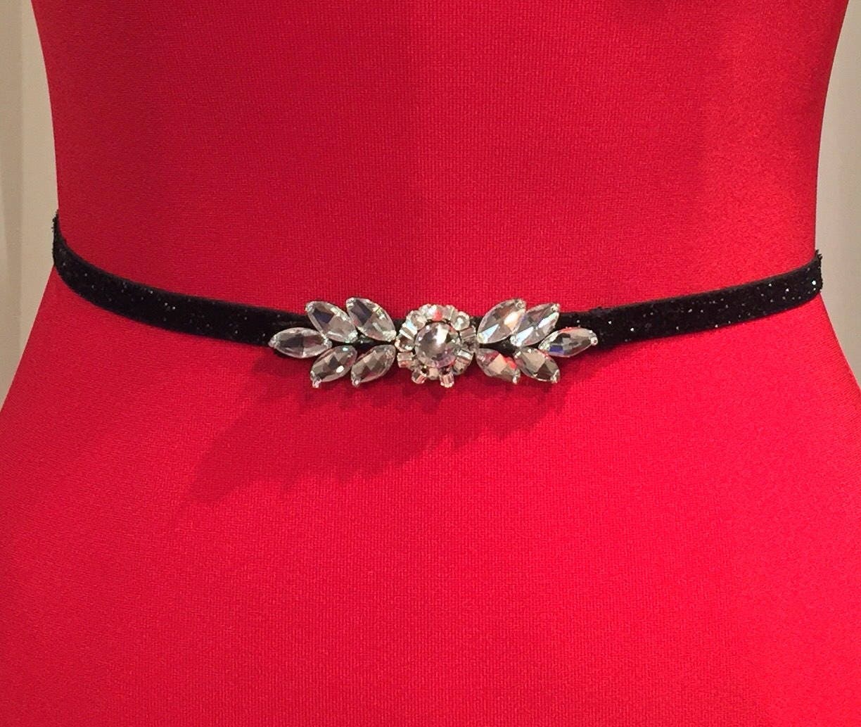 Rhinestone BeltStretch Belt BRIDAL Skinny Belt Bridesmaid | Etsy