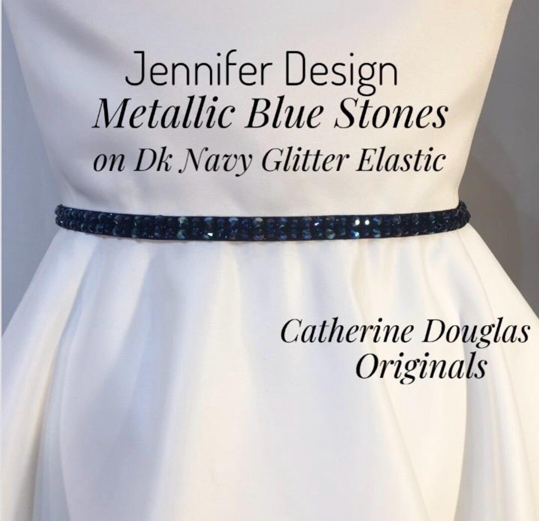 Blue Rhinestone Belt ,3/8” Metallic Blue Rhinestone Stretch Glitter ...