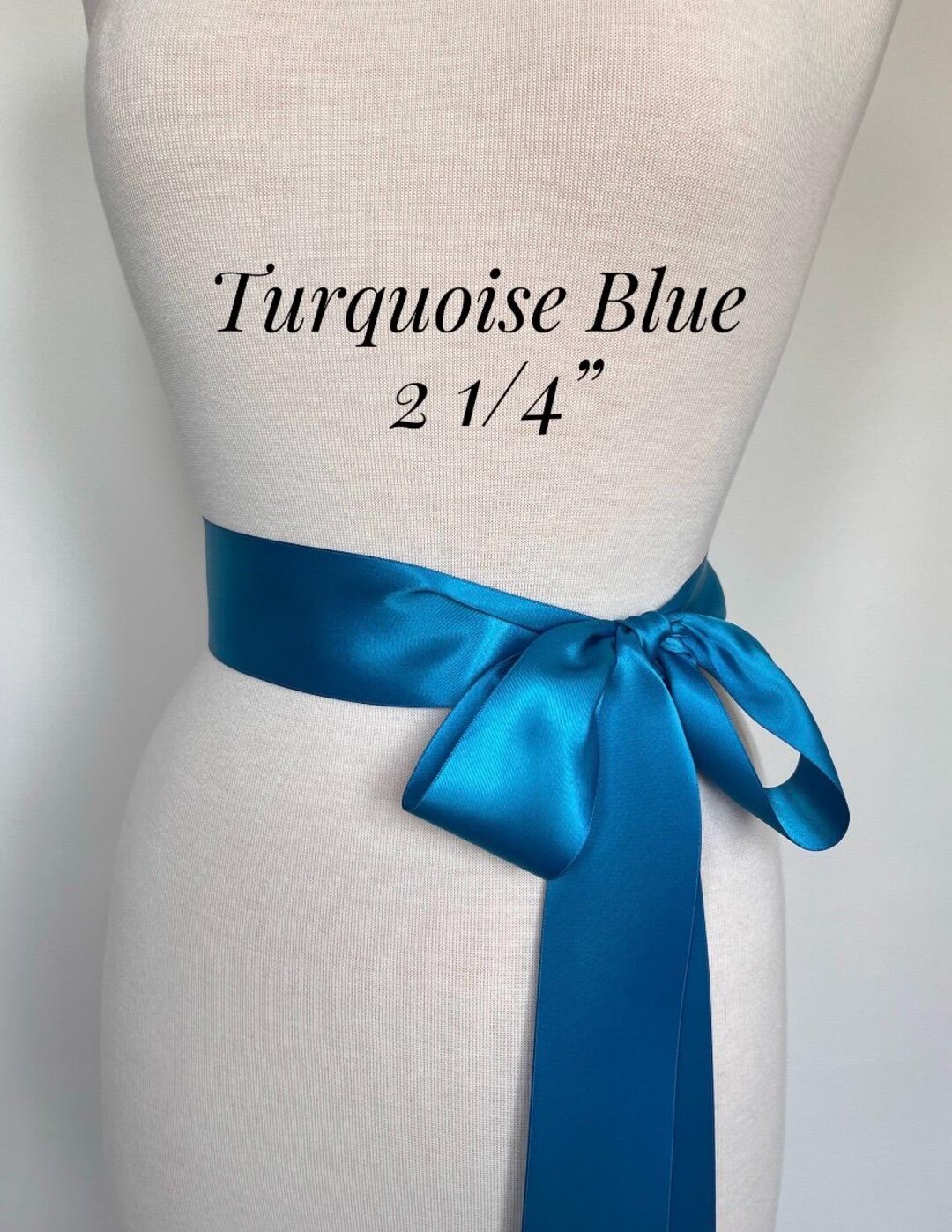 Turquoise Blue Satin Ribbon Sash,1 1/2" and 2 1/4” Wide Bridal Sash ...