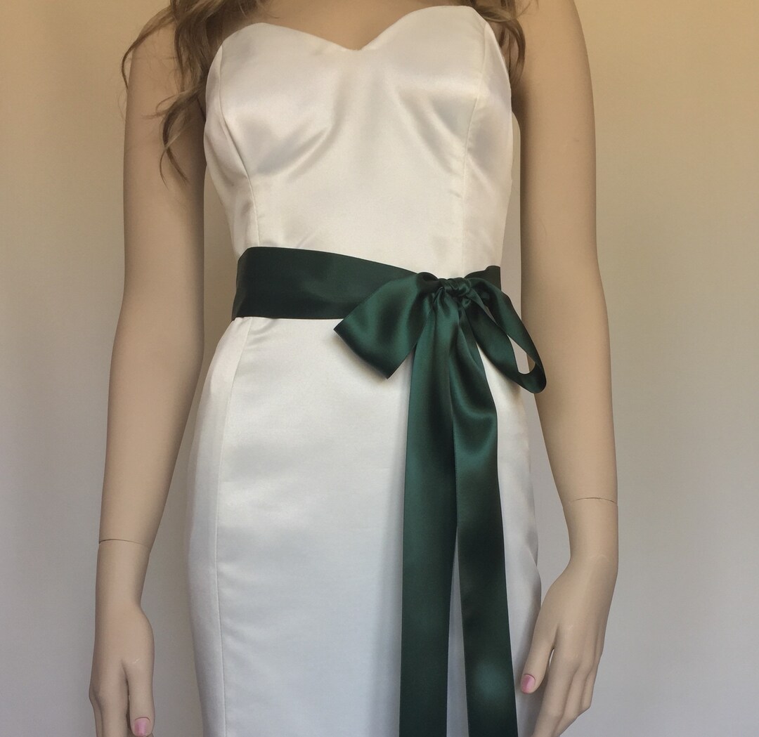 Dark Green Ribbon Sash,1 1/2" and 2 1/4” Wide Bridal Sash Belt,wedding ...