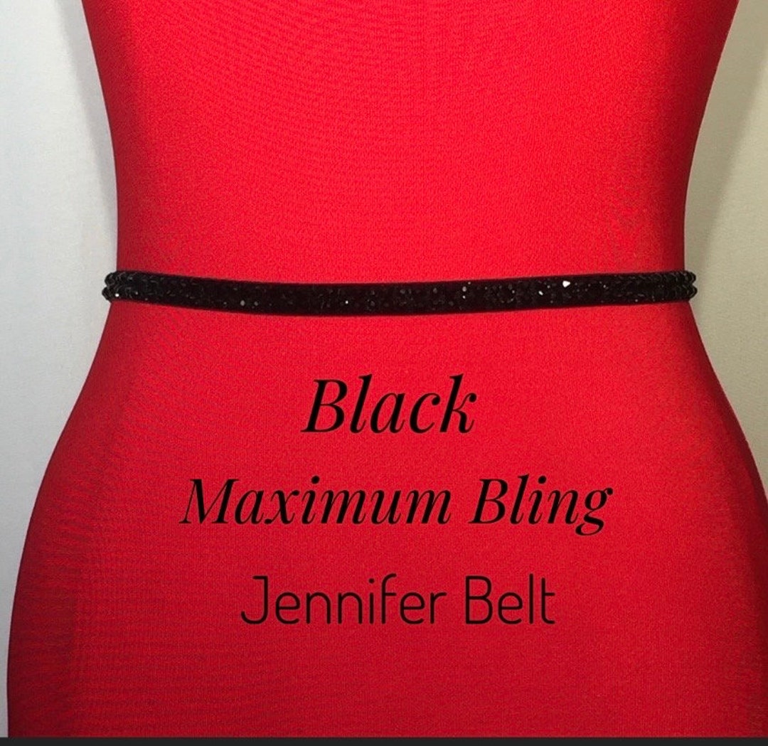 Black Rhinestone Belt 3/8 Rhinestone Stretch Glitter - Etsy