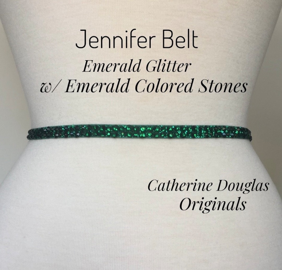 Emerald Green Rhinestone Belt,3/8” Rhinestone Stretch Glitter Belt ...