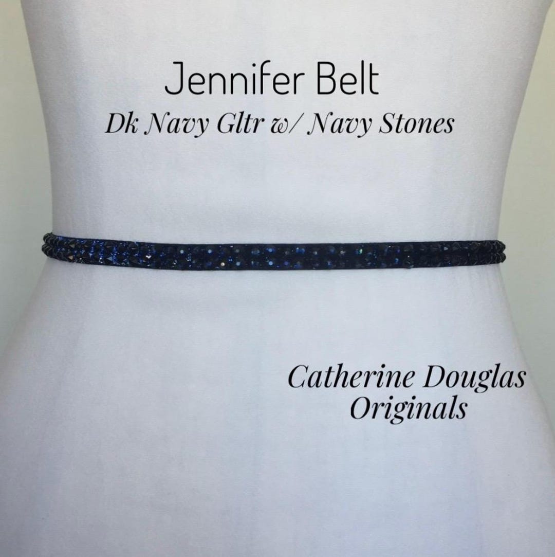 Navy Blue Rhinestone Belt,3/8” Dark Navy Rhinestone Stretch Glitter ...