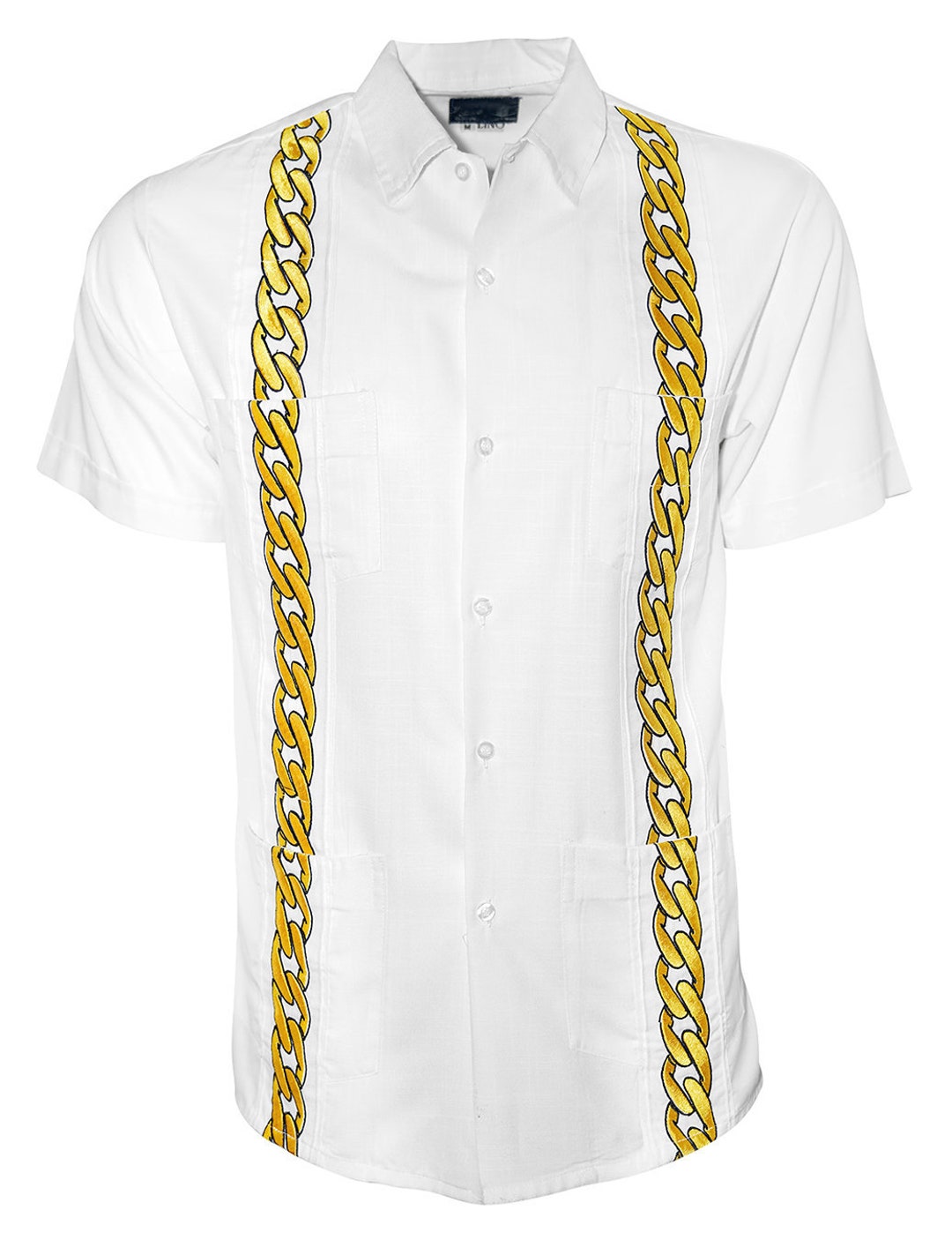 Y.a.bera Clothing Mens Guayabera Shirt - White Lux Linen With Two-tone ...