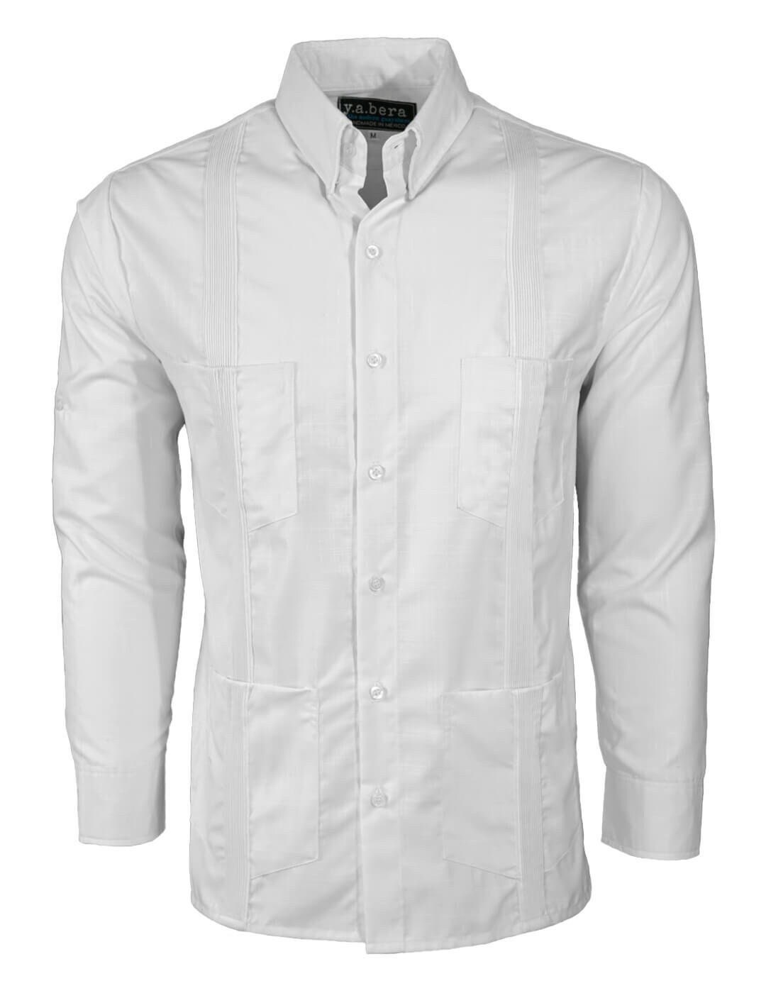 Y.a.bera Clothing Mens Guayabera Shirt - White Lux Four Pocket ...