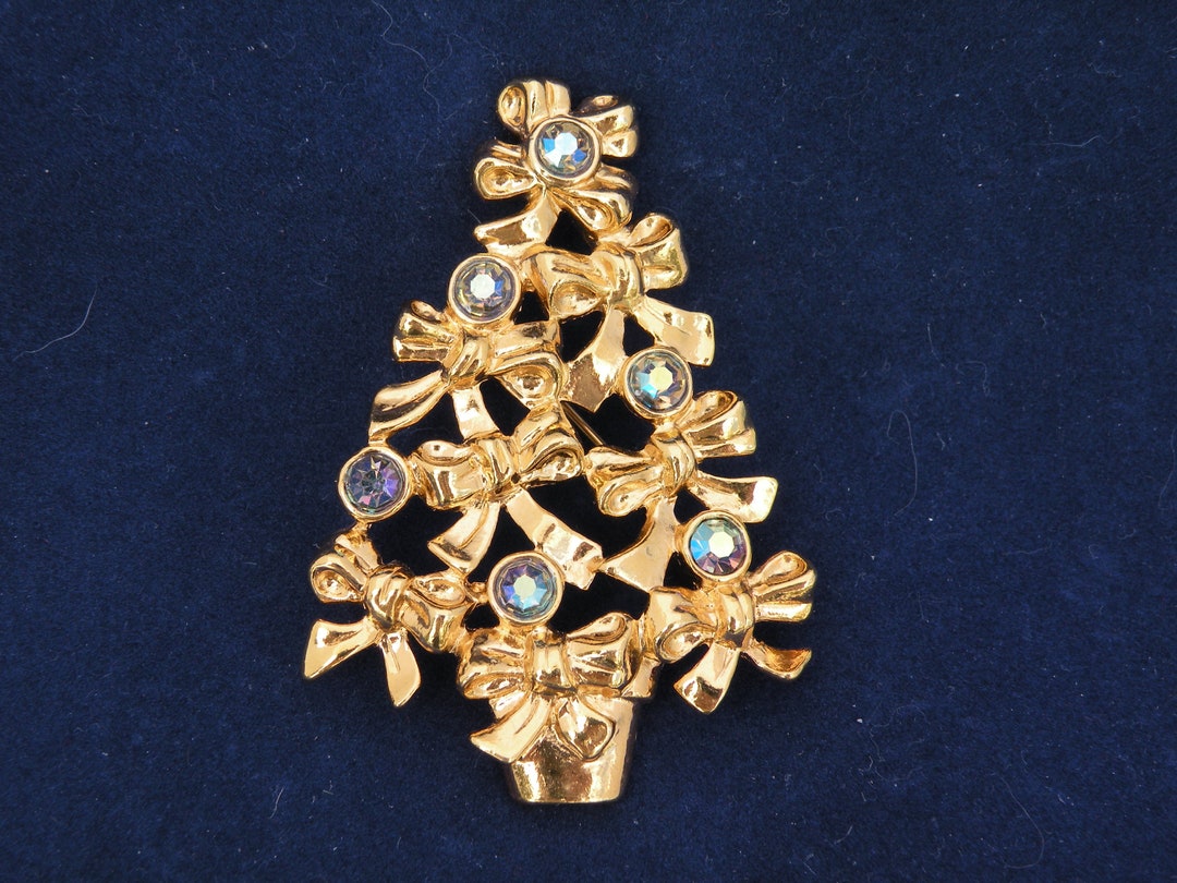 Vintage Avon Christmas Tree Brooch/pin With AB Rhinestone Ornaments - Etsy