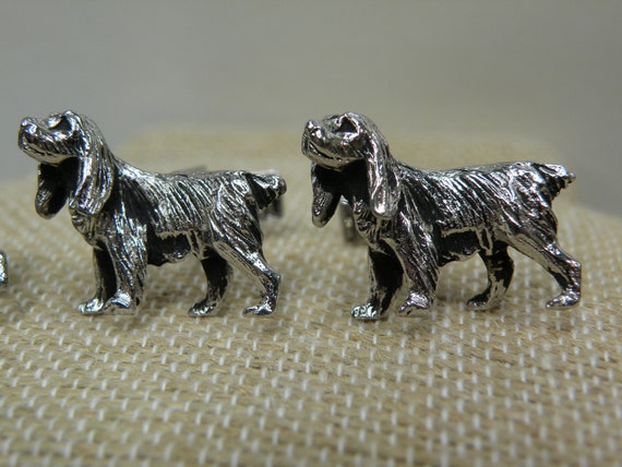 Emmons Irish Setter Cuff Link and Tie Clip Set Silver Tone - Etsy