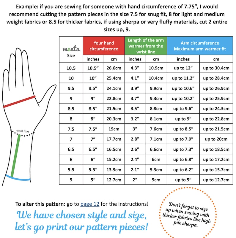 Menta Arm Warmer PDF Sewing Pattern Ebook DIY Wrist Warmer Tutorial All ...