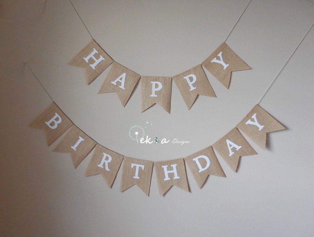 Burlap HAPPY BIRTHDAY Banner / Birthday Decor / Burlap Birthday Banner ...