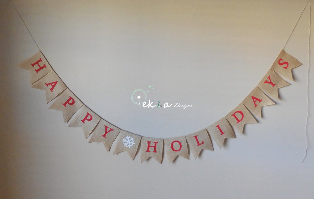 HAPPY HOLIDAYS Burlap Banner /holiday Photo Props / Christmas Banner ...