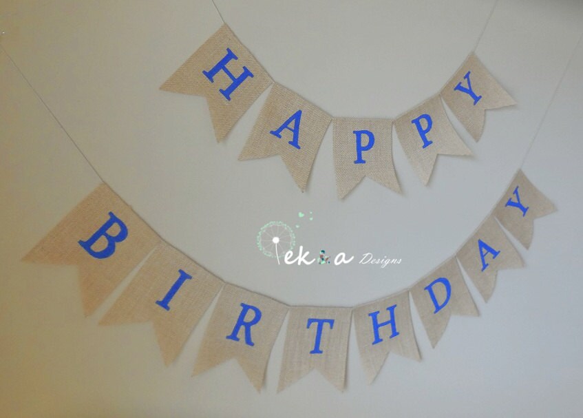 Burlap HAPPY BIRTHDAY Banner / Birthday Decor / Burlap Birthday Banner ...
