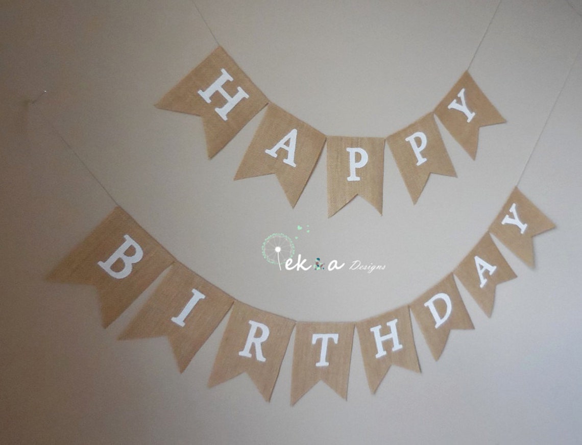 Burlap HAPPY BIRTHDAY Banner / Birthday Decor / Burlap Birthday Banner ...