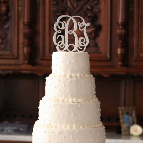 Monogram Cake Topper Personalized Cake Topper Bride's - Etsy