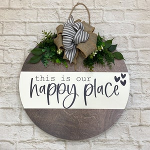 This is Our Happy Place Sign - Door Hanger - Door Sign - Welcome Sign ...