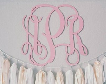 Gingham Rose Nursery Wall Painted Letters - Pink Monogram Wall Hanging ...